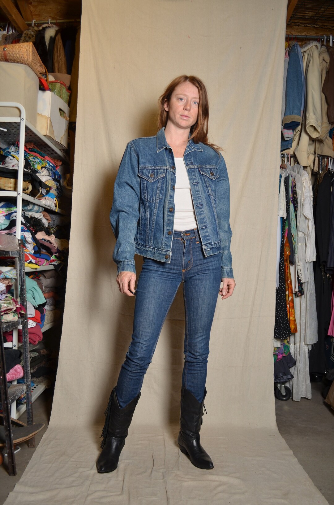 Vinage Medium 20 Levis Denim Jacket Irregular Medium Wash Distressed ...