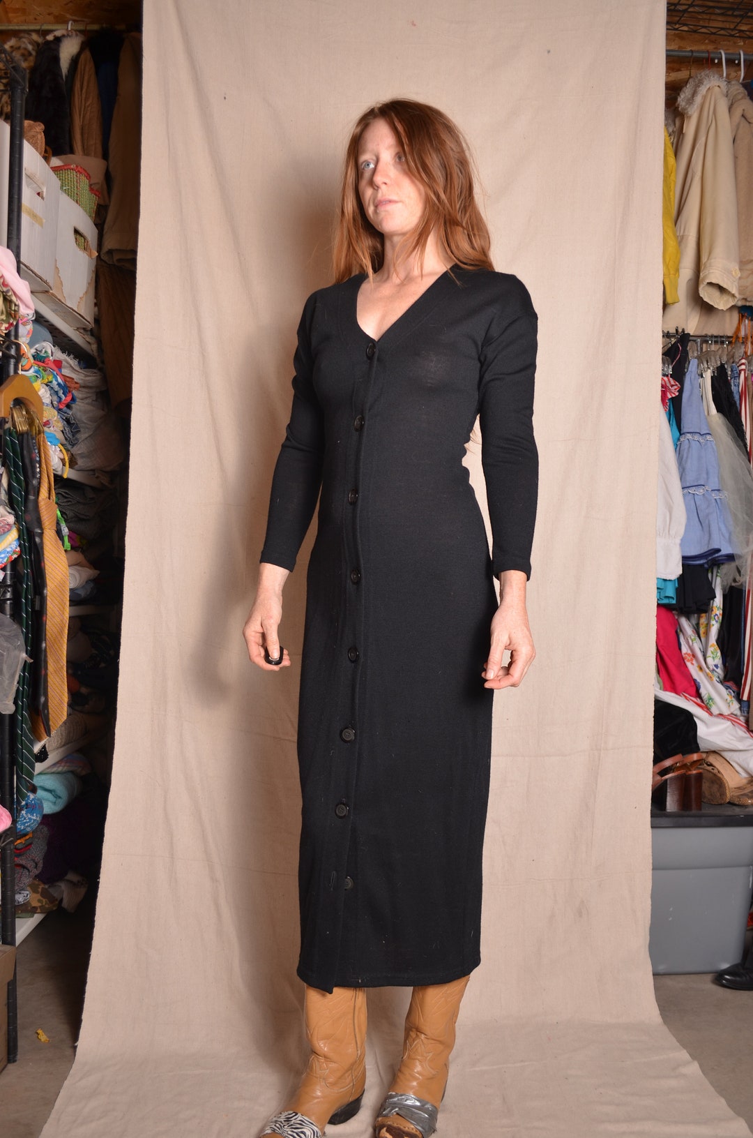 90s Small Michelle Moquin Wool Long Sleeve Button Down Sweater Knit ...