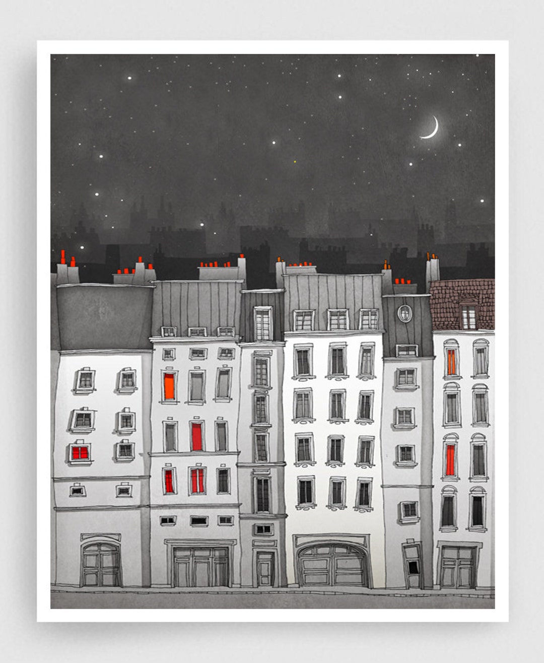 Paris Art Print You Are Not Alone grey Paris Art Print - Etsy
