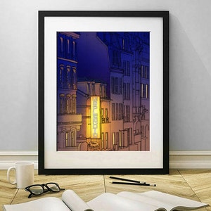 Theatre Du Splendid - Colorful Modern Art Print Parisian Style Wall ...