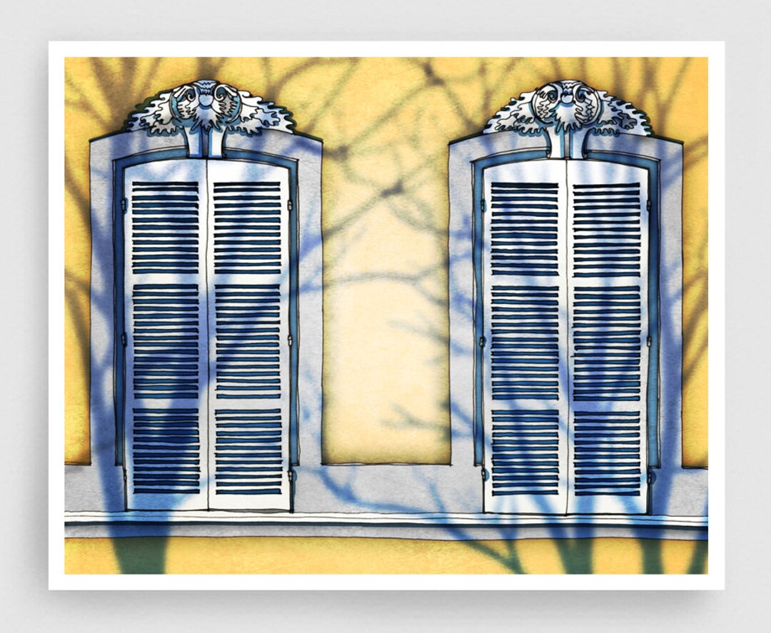 Shadows Colorful Original Wall Art Print Parisian Windows Europe Unique ...