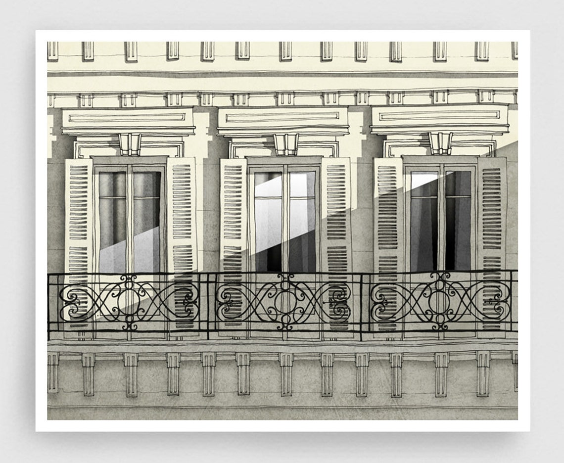 Paris Balcony Paris Illustration Art Home Decor Wall Decor - Etsy
