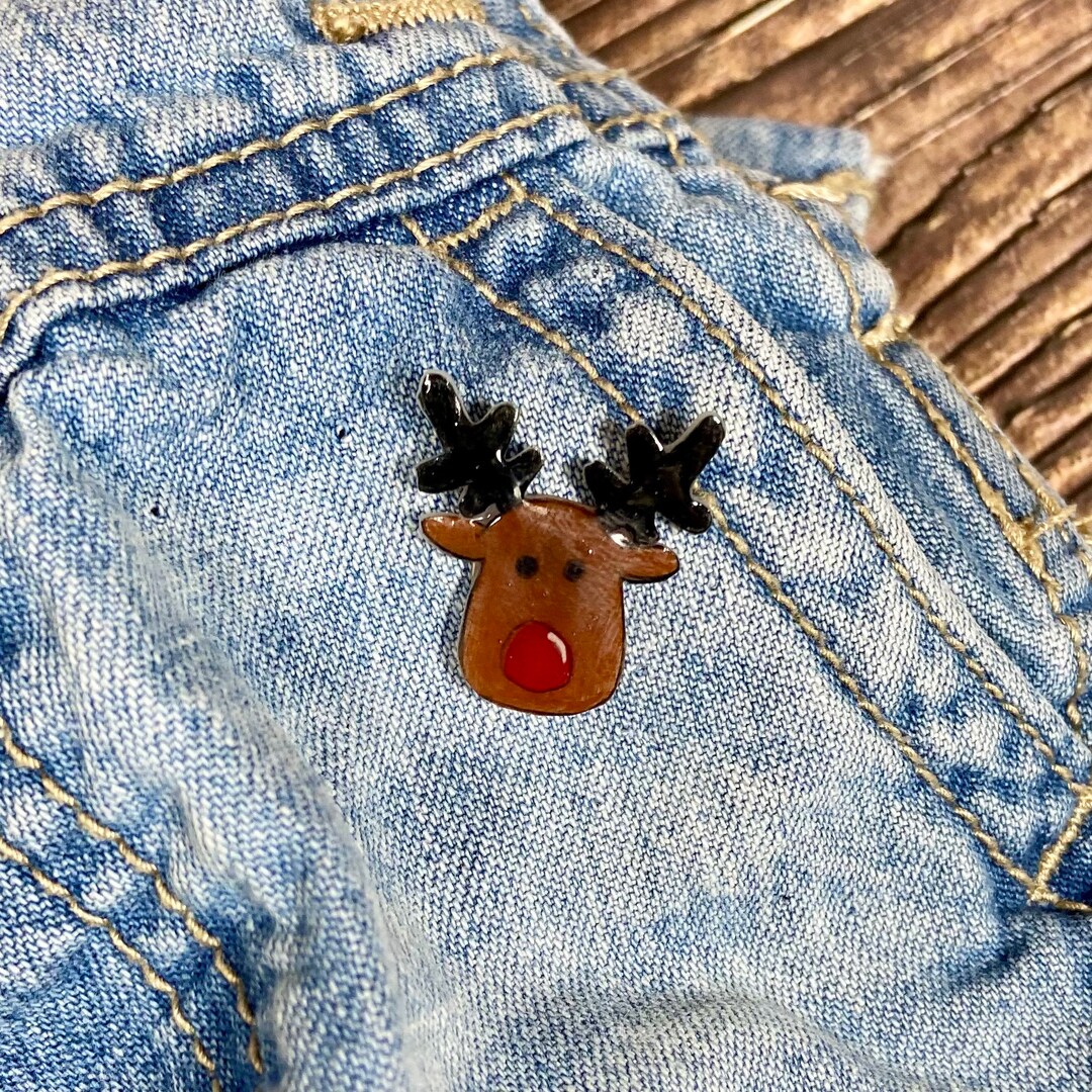 Reindeer Pin, Lapel Pins, Christmas Pin, Rudolph Pin - Etsy