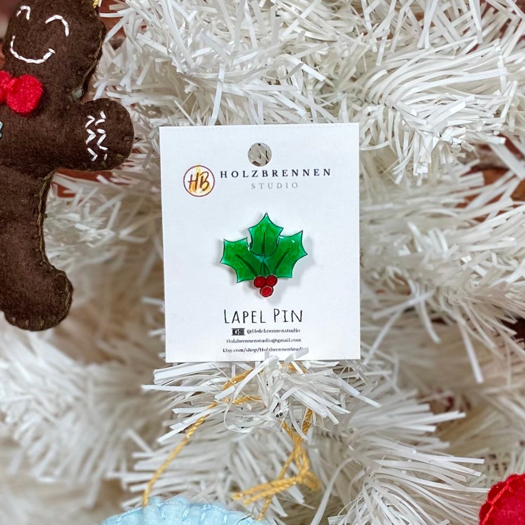 Holly Pin, Lapel Pins, Christmas Pin, Holly Berry - Etsy