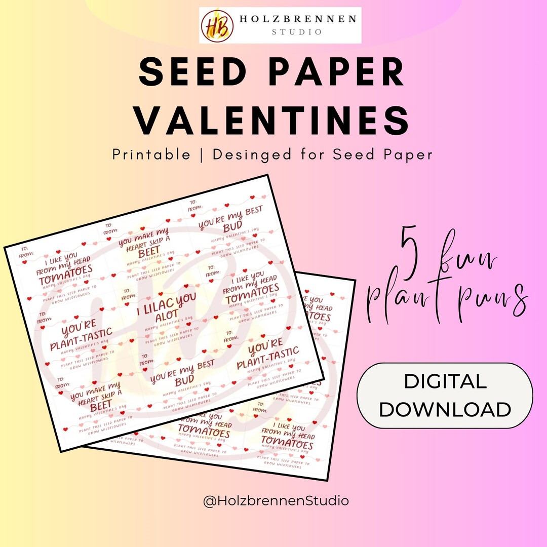 Plant Puns Seed Paper Valentines PRINTABLE, Classroom Exchange ...