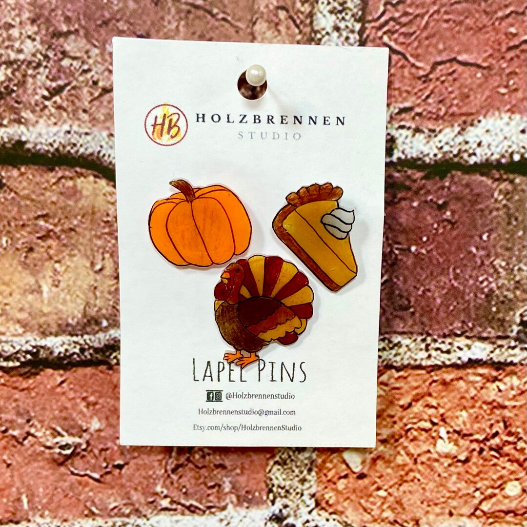 Turkey, Pumpkin, Pumpkin Pie Lapel Pin Set, Thanksgiving Pin Set. - Etsy