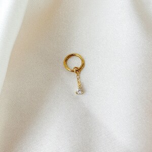 16g 18g Dainty Tiny CZ Dangle Rook Piercing, Stainless Steel Rook Hoop ...