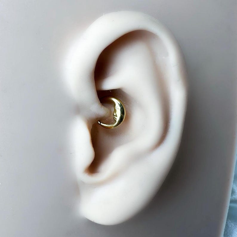 F136 Titanium Crescent Moon Daith Hoop, Daith Huggie, Hoop Huggies ...