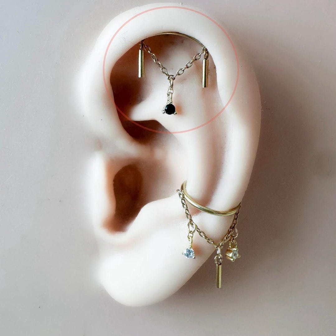 Dainty DANA Gold Onyx CZ F136 Titanium 16G 18g Push Pin Flat Back ...