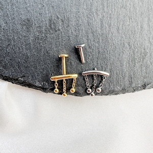 Hidden Helix Piercing 16g F136 Implant Grade Titanium Ball Tassel Flat ...