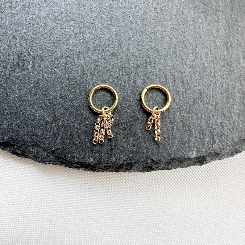 Minimalist Rolo Chain Helix Hoop Earrings, Rook Piercing, Hoop Huggies ...