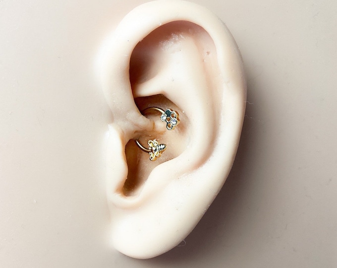 16g Mini Bee and Honeycomb Stainless Steel Daith Hoop, Elegant Cute ...