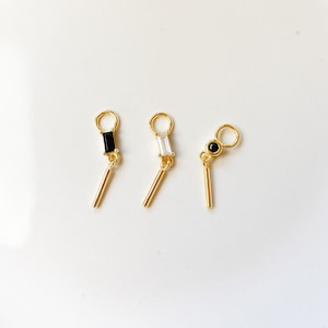 Dainty Hoop Dangle Charm, Sterling Silver, 18k Gold Plated Rook Hoop ...