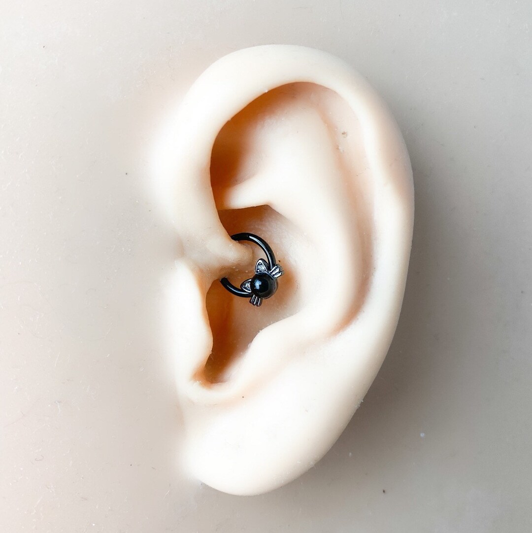 16g 8mm 10mm Cute Kitty Cat Stainless Steel Daith Hoop, Elegant Cute ...