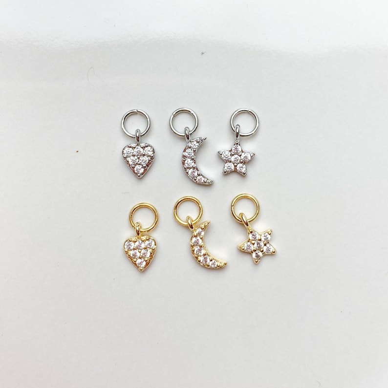 16g 18g Dainty Moon Hoop Charm Sterling Silver 18k Gold - Etsy