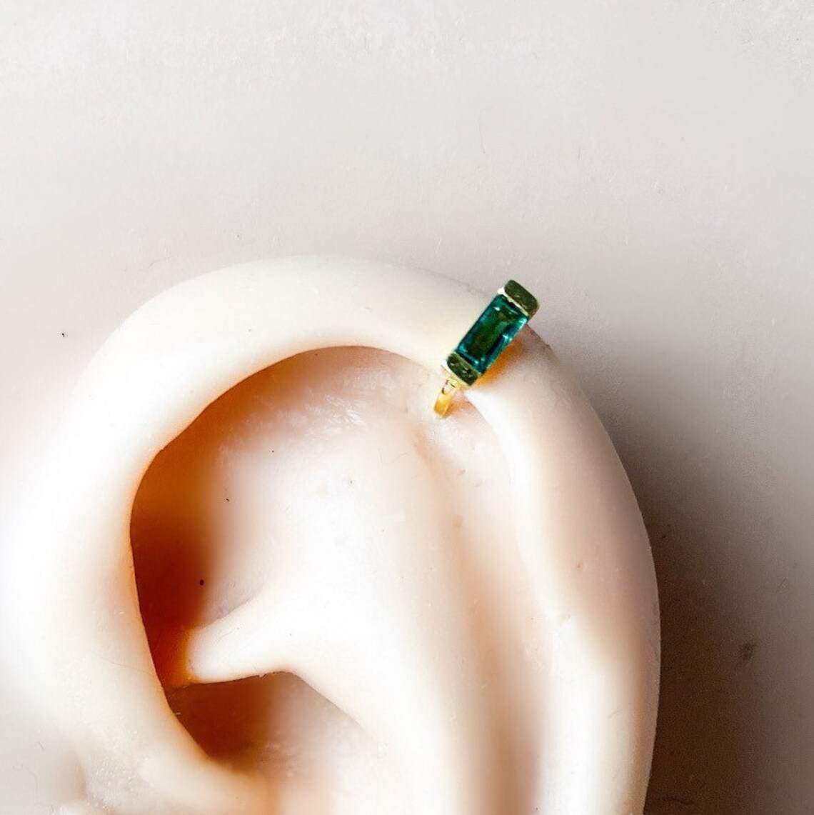 Dainty 18G Emerald Cartilage Hoop Earrings Rook Huggie Hoop - Etsy