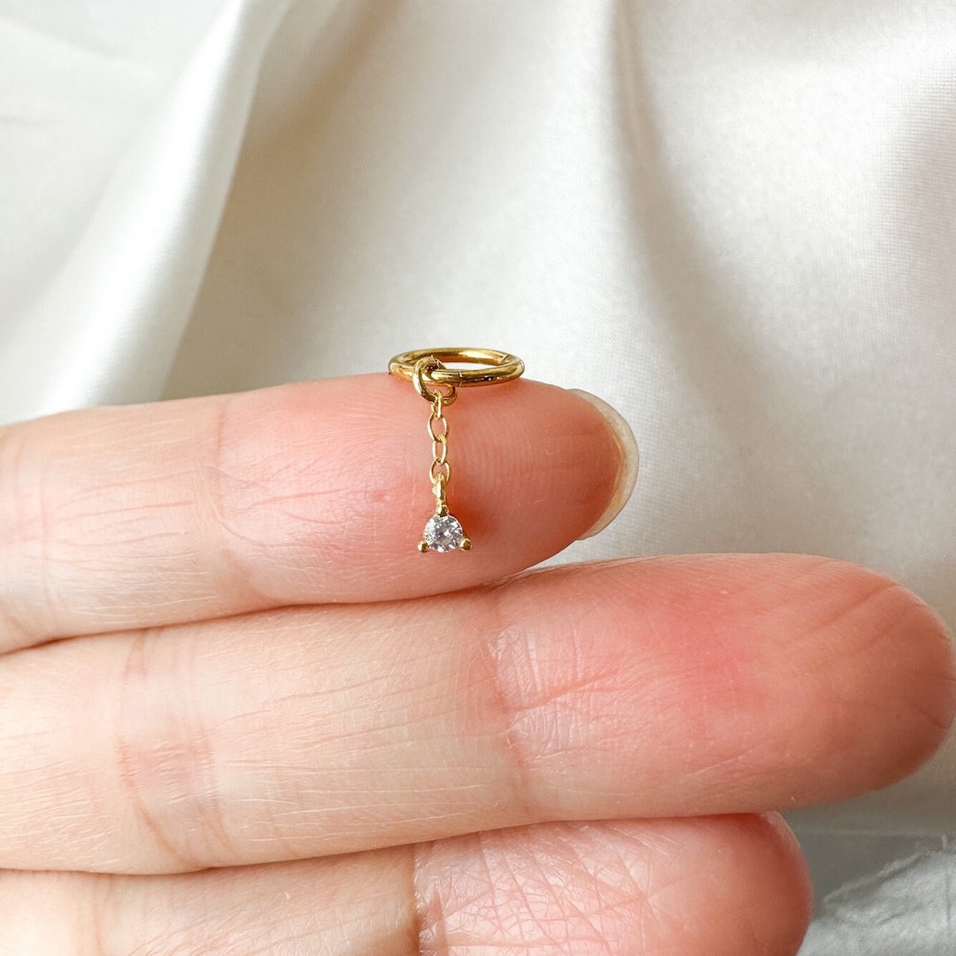 14g 16g 18g 6mm-12mm Dainty Tiny Emerald CZ Vera Dangle Charm Rook ...