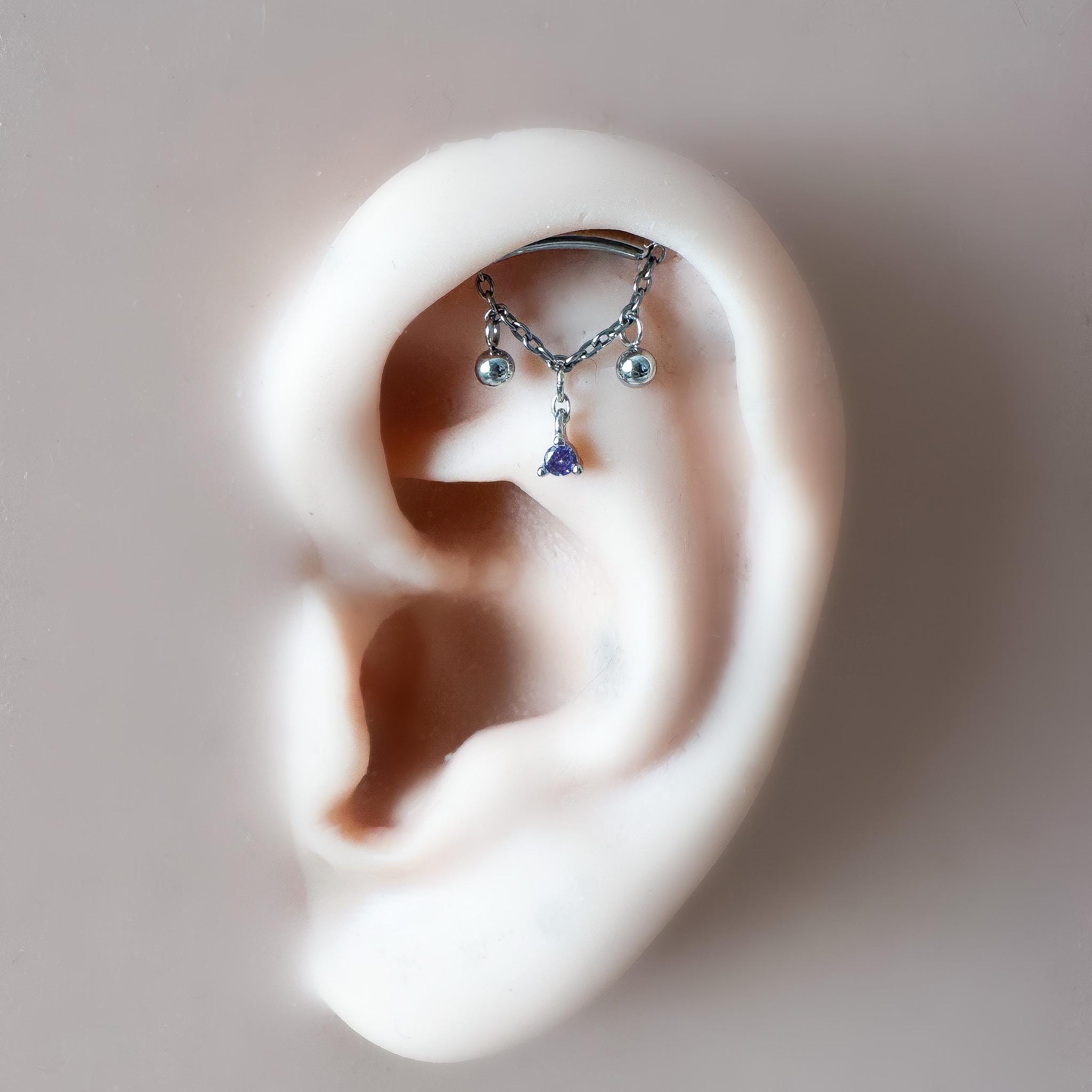 Dainty Hidden Helix Piercing 16g Titanium Selene Diamond CZ Flat ...