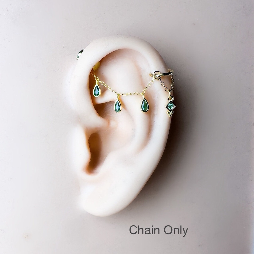 Dainty Industrial Barbell Triple Pear Shaped Charm Chain (only) for ...