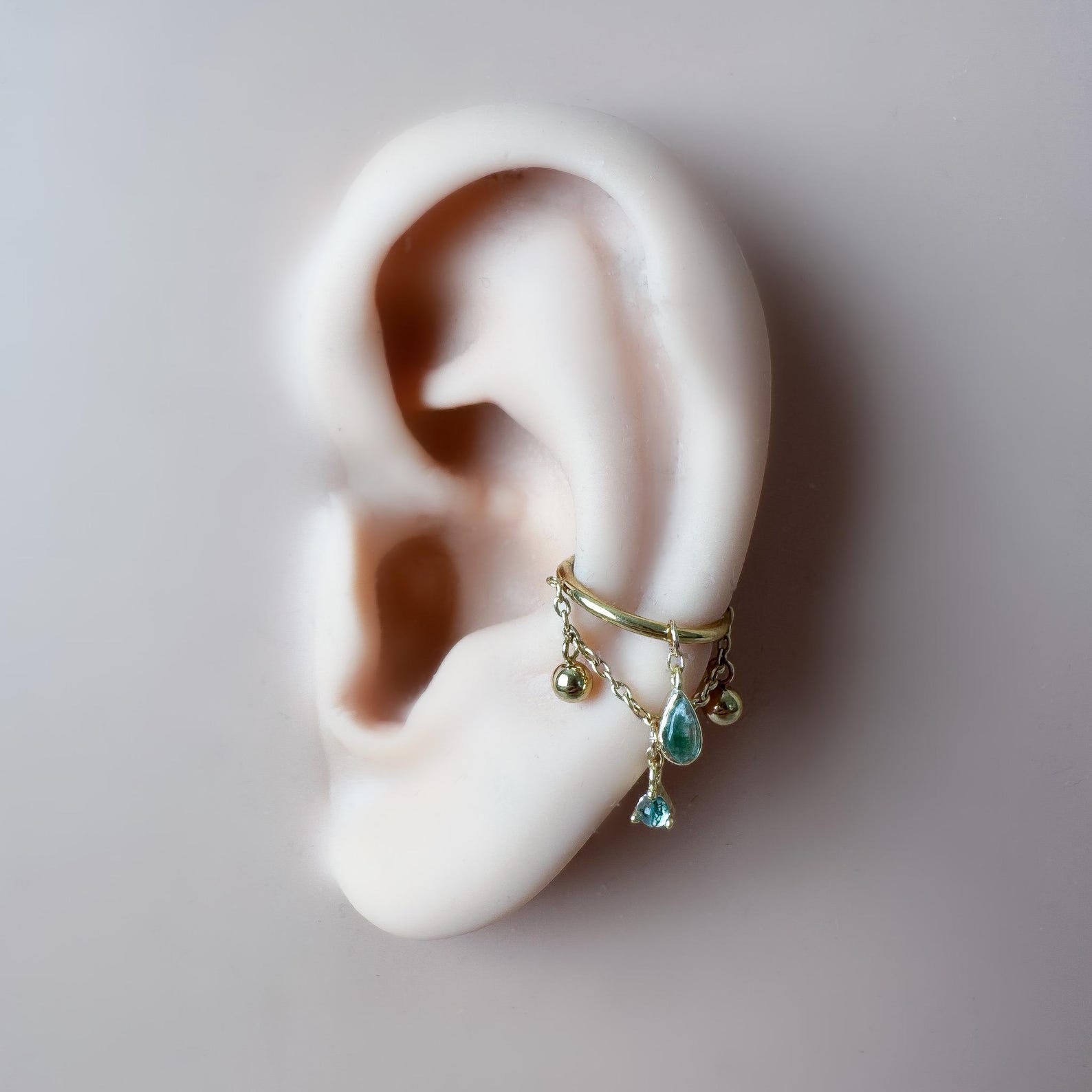 14g 16g 18g 6mm-12mm Dainty Selene Emerald CZ Single Chain Conch ...