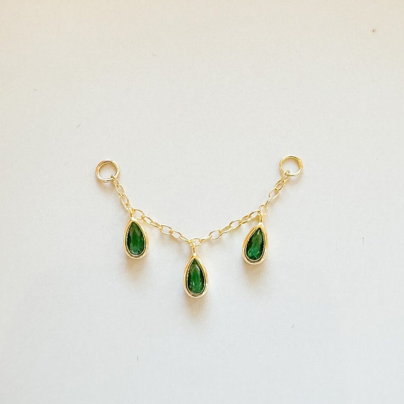 Dainty Industrial Barbell Triple Pear Shaped Charm Chain (only) for ...
