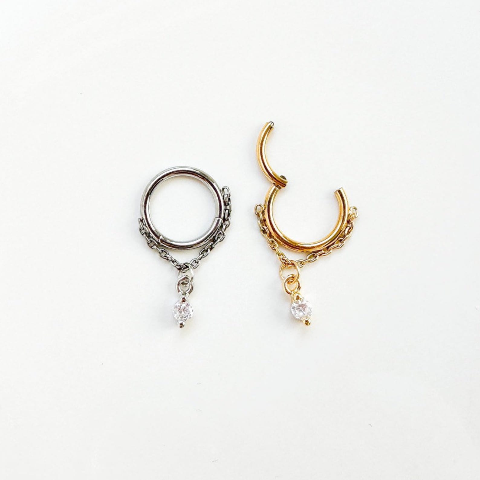 Implant Grade Titanium Chain Hoop Conch, Septum Ring Piercing F128 ...