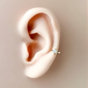 Dainty 18G Mini Gold Star Cartilage Hoop Earrings, Rook Huggie, Hoop ...