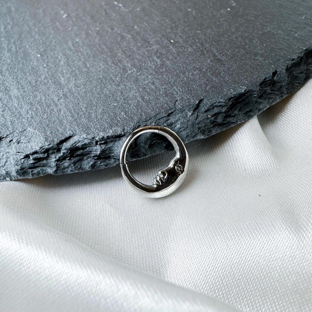 F136 Titanium Crescent Moon Daith Hoop, Daith Huggie, Hoop Huggies ...