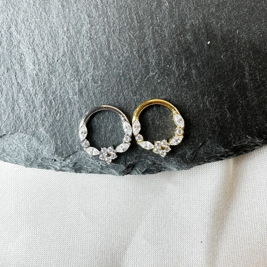 F136 Titanium Mini Blossom Daith Hoop, Daith Huggie, Hoop Huggies ...