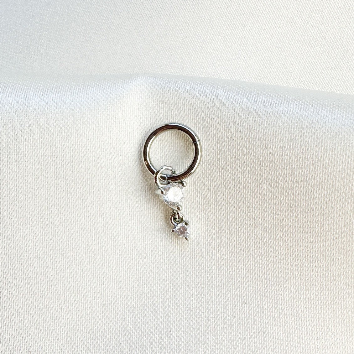 16g 14g Dainty Emerald Sapphire Hoop Belly Ring, Titanium Gold, Belly ...