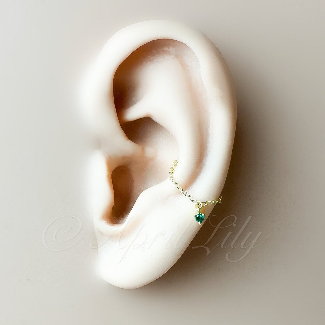 Simple Dainty Drop Emerald Crystal 18kt Gold Sterling Silver Chain ...