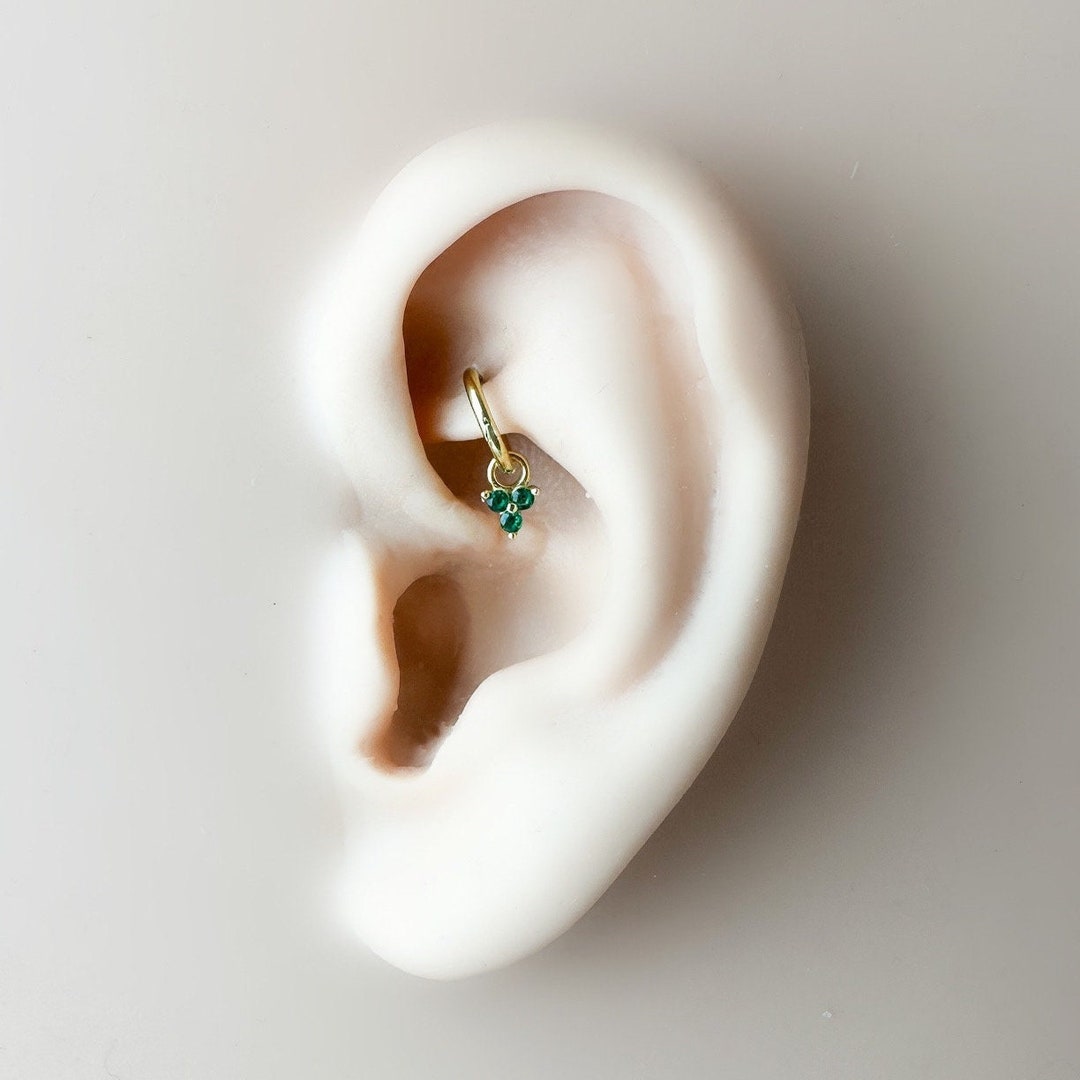 16g 18g 20g Dainty Emerald Clover Sterling Silver, Rook Hoop, Rook ...
