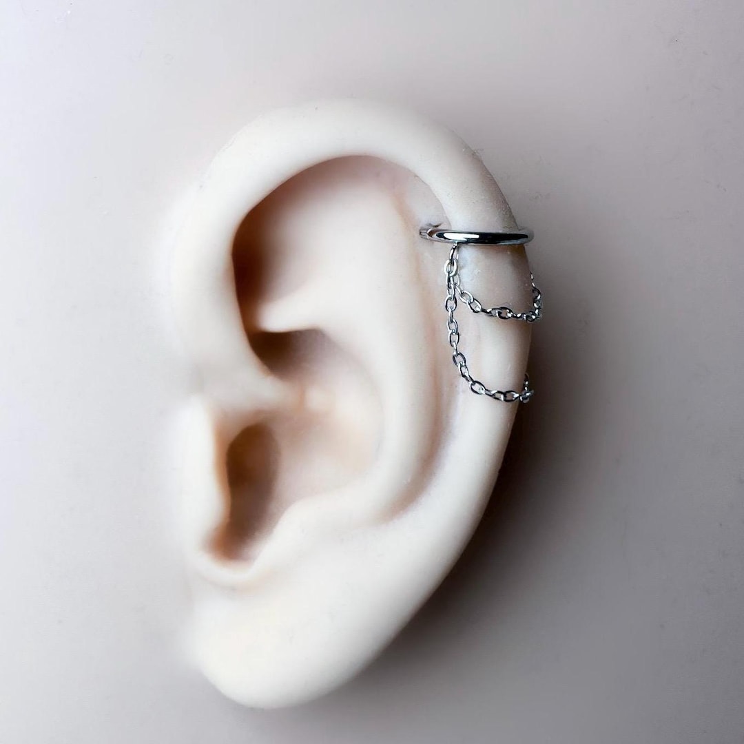 18g 16g 14g, Dainty Minimalist Double Chain Helix Piercing, Cartilage ...