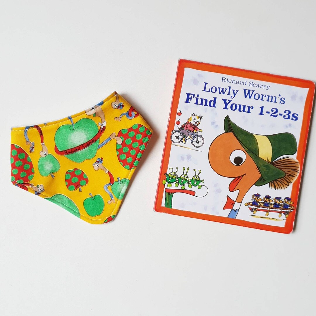 Lowly Worm Richard Scarry Busytown Apples Yellow Bandana Baby Bib - Etsy