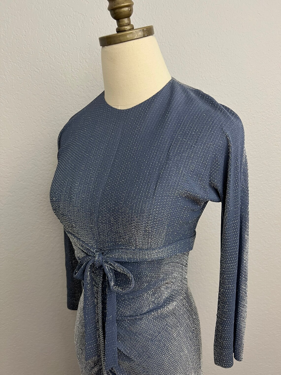 Vintage 1950s Periwinkle Chromspun Lurex Dress Designed by Mancini ...