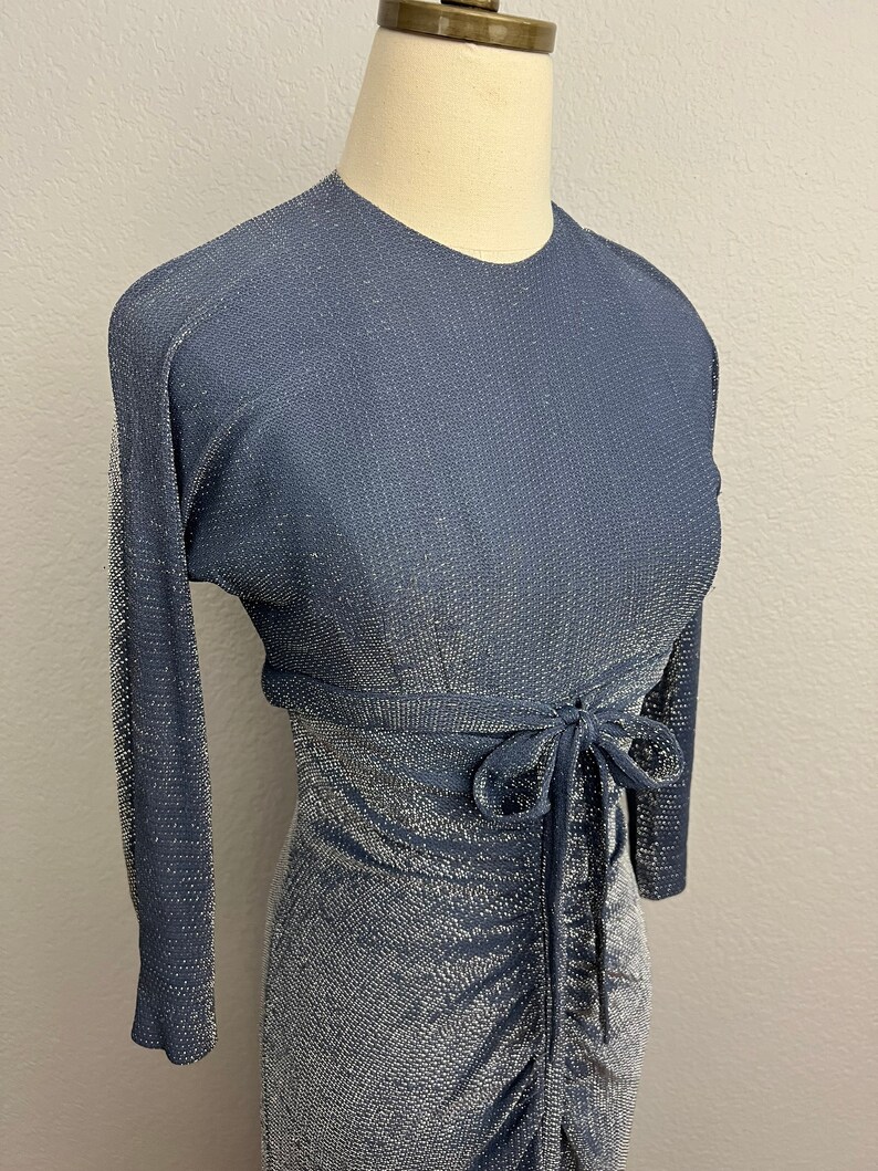 Vintage 1950s Periwinkle Chromspun Lurex Dress Designed by Mancini ...