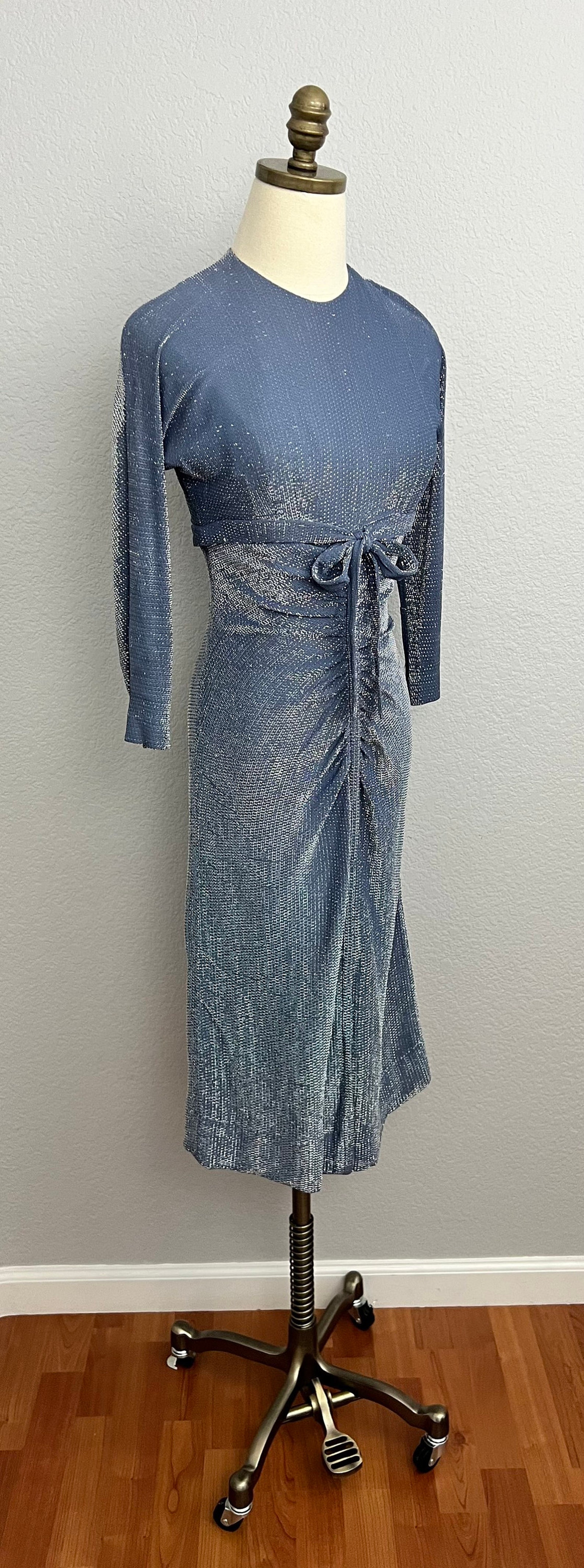 Vintage 1950s Periwinkle Chromspun Lurex Dress Designed by Mancini ...