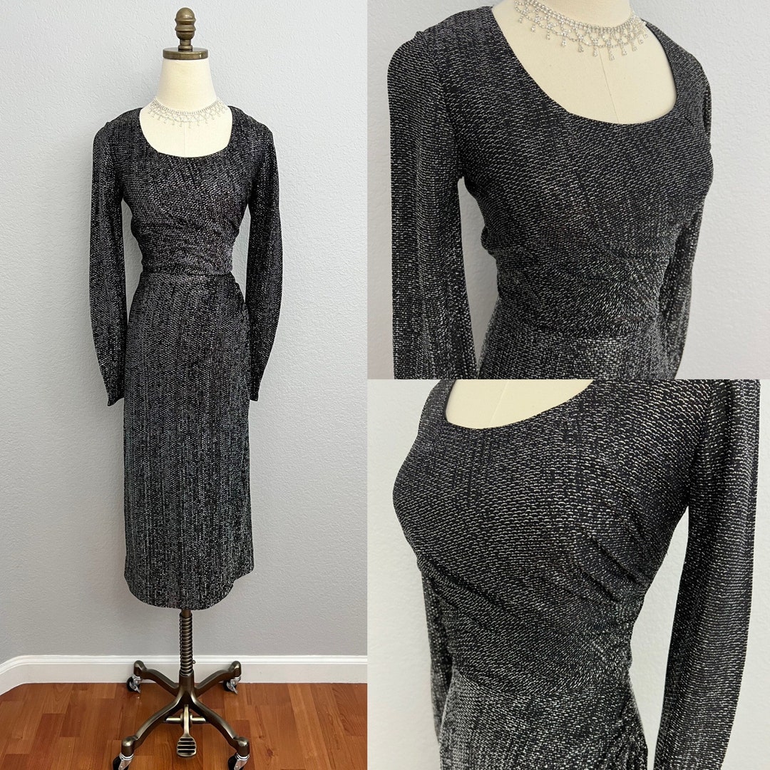 Vintage 1950s Black Chromspun Lurex Dress by Vogue Couturier Design - Etsy