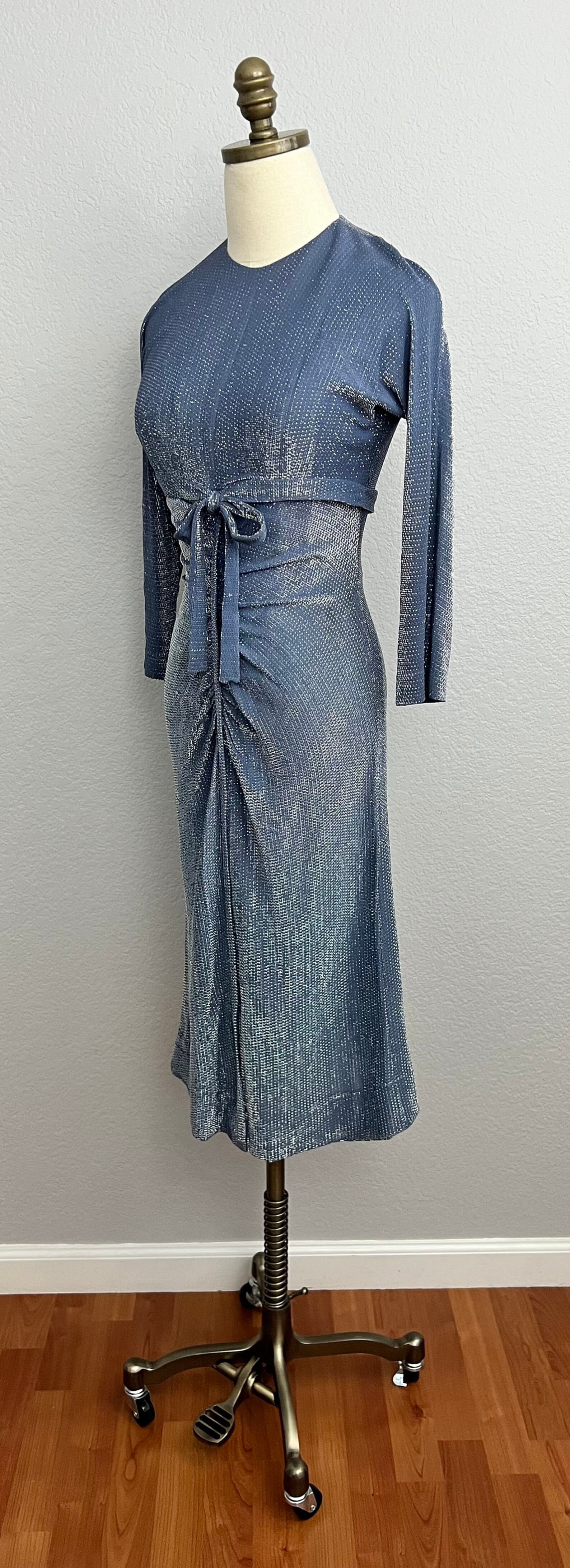 Vintage 1950s Periwinkle Chromspun Lurex Dress Designed by Mancini ...