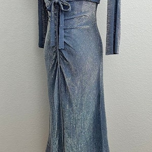 Vintage 1950s Periwinkle Chromspun Lurex Dress Designed by Mancini ...