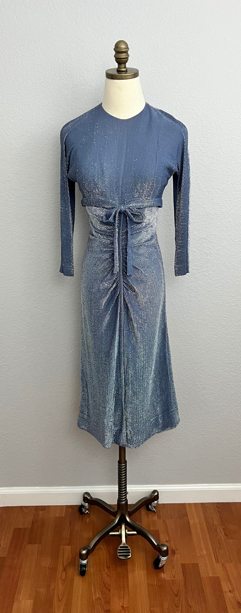 Vintage 1950s Periwinkle Chromspun Lurex Dress Designed by Mancini ...