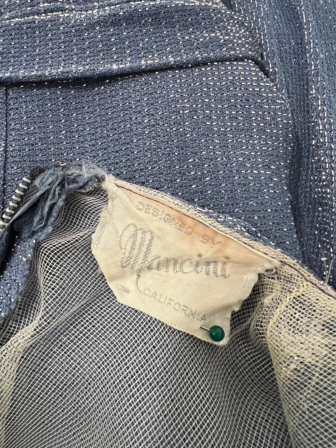 Vintage 1950s Periwinkle Chromspun Lurex Dress Designed by Mancini ...