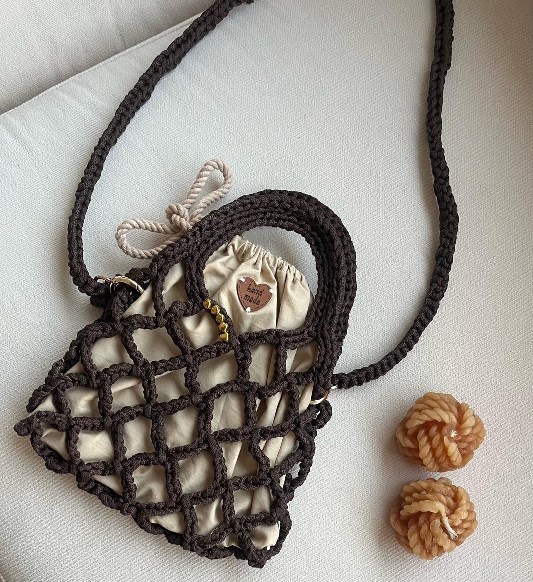 Handmade Crochet Shoulder Bag | Boho Mesh Handbag | Minimalist Summer ...