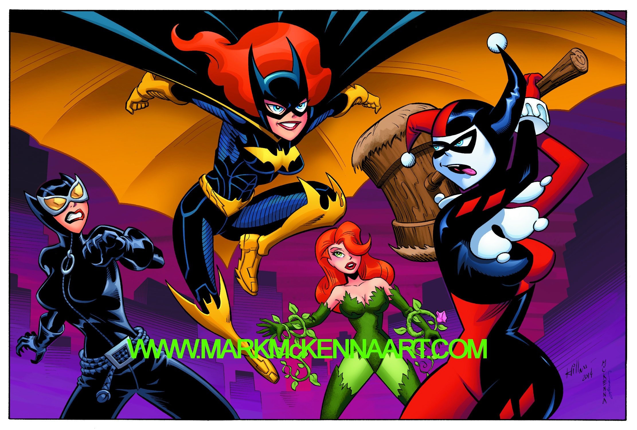 Bat Girl Vs Harley Quinn Cat Woman And Poison Ivy Etsy