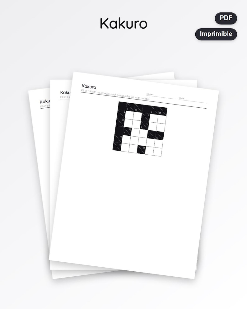 10 Kakuro Puzzles (cross Sums) | Logic & Math | 6x6 Grid - Etsy
