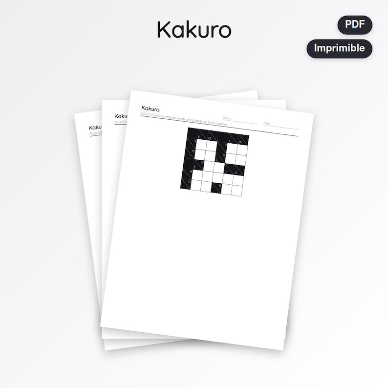 10 Kakuro Puzzles (cross Sums) | Logic & Math | 6x6 Grid - Etsy
