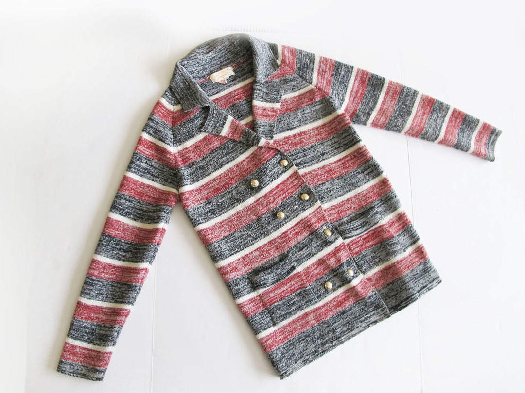 Vintage 60s Jacket - Striped Jacket - Mod Peacoat - Knit 60s Womens ...