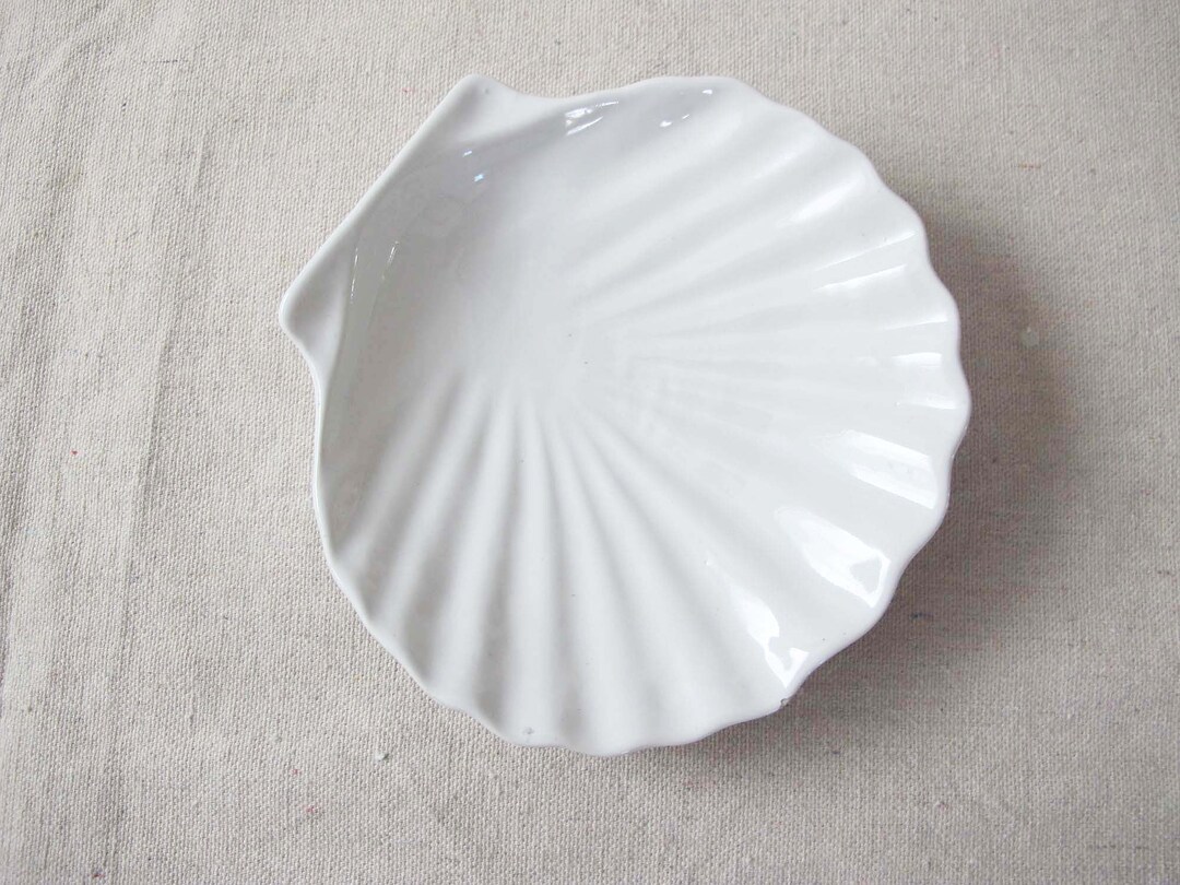 Shell Ceramic Dish 80s Shell Plate White Seashell Dish Shell Jewelry ...