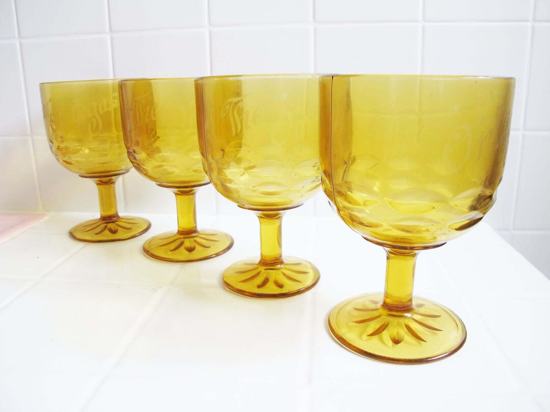 Vintage 60s Yellow Glass Margarita Goblets Set 4 - the Ortegas Large ...