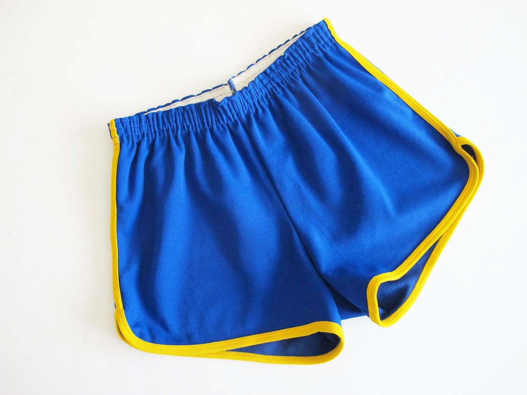 Vintage 70s Blue Yellow Stripe Running Dolphin Track Shorts S M 1970s ...